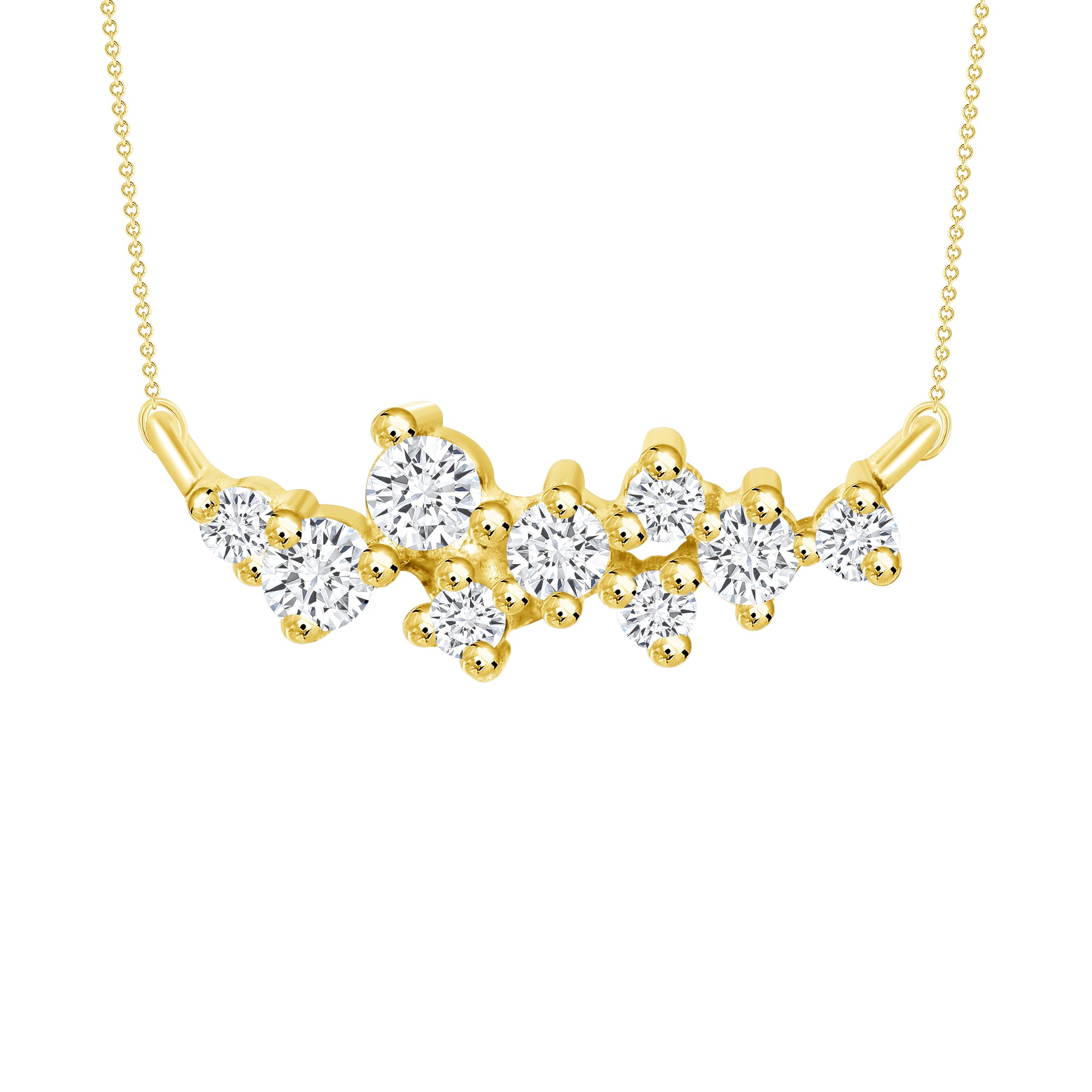 0.25 Carat Brilliant Round Cluster Diamond Necklace 14K Gold 16" Rolo ...