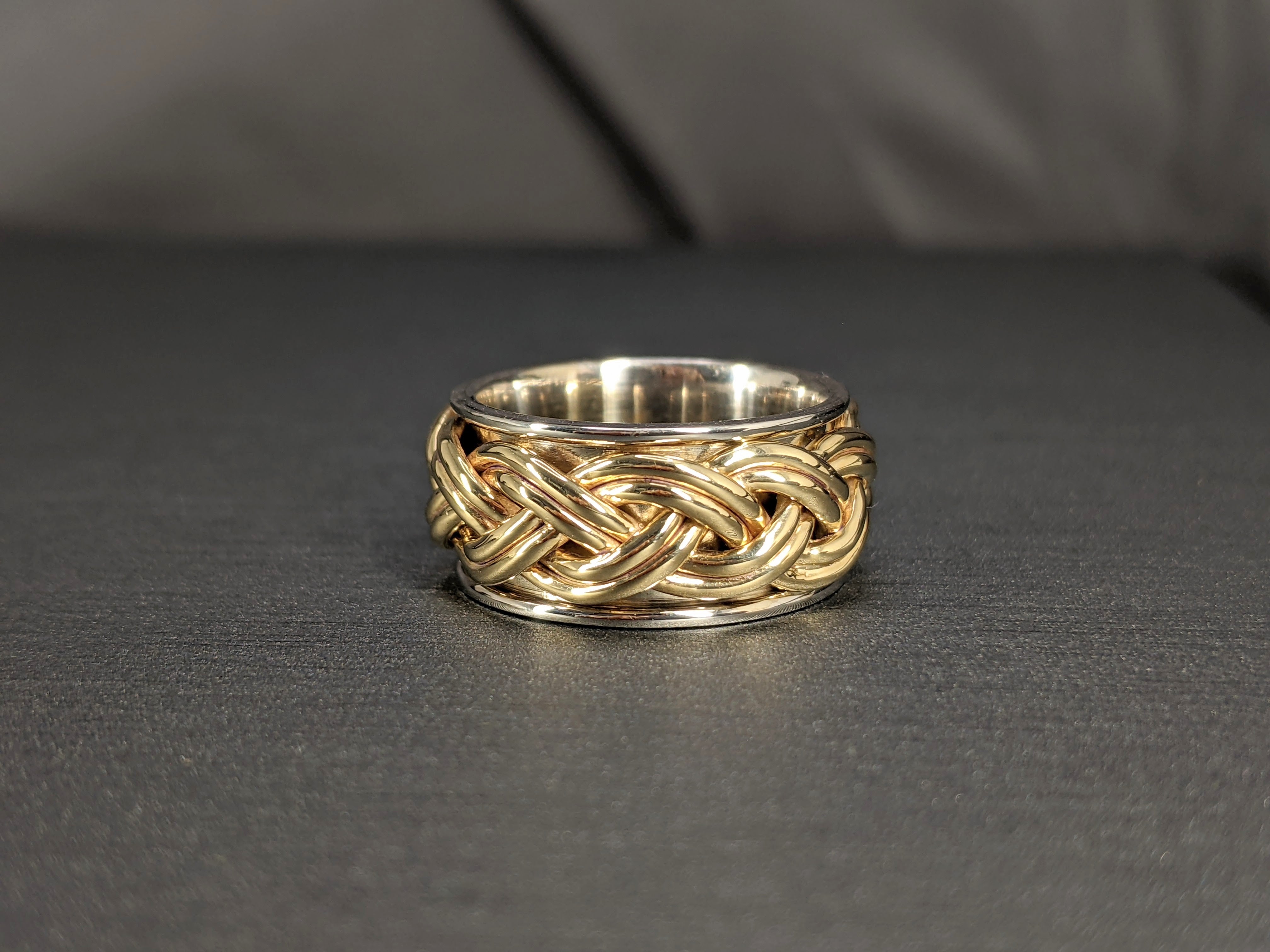 10MM Two Tone Solid Gold Double Braid Wedding Band – WORLDJEWELS