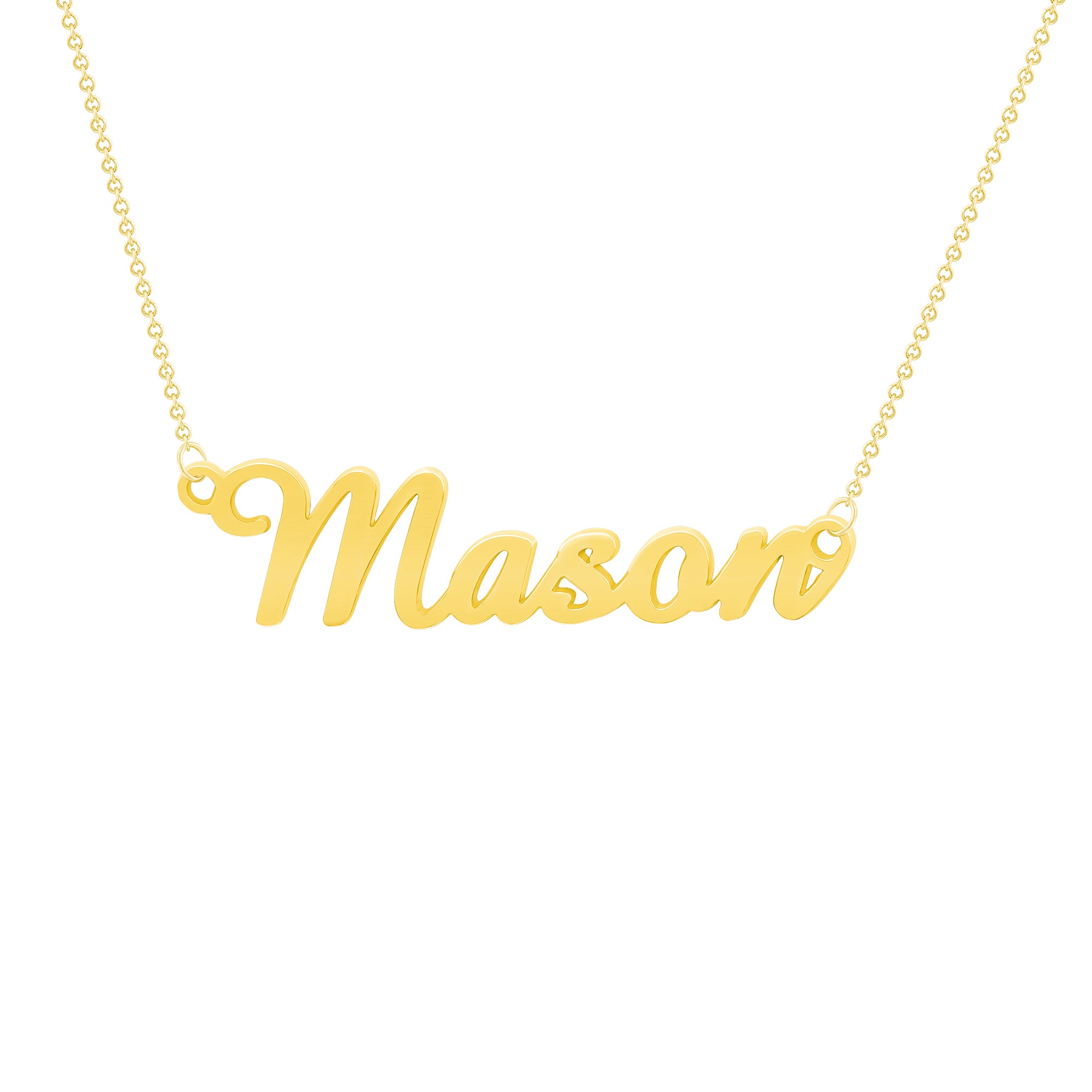 Solid Gold Custom Name Tag Necklace with 17" Rolo Chain – WORLDJEWELS
