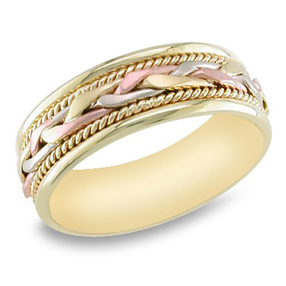 7MM Tri-Color Gold Wedding Band – WORLDJEWELS