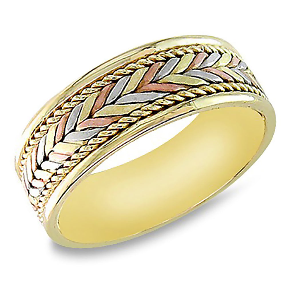 7MM Tri-Color Hand Braided with Rope Wedding Band – WORLDJEWELS